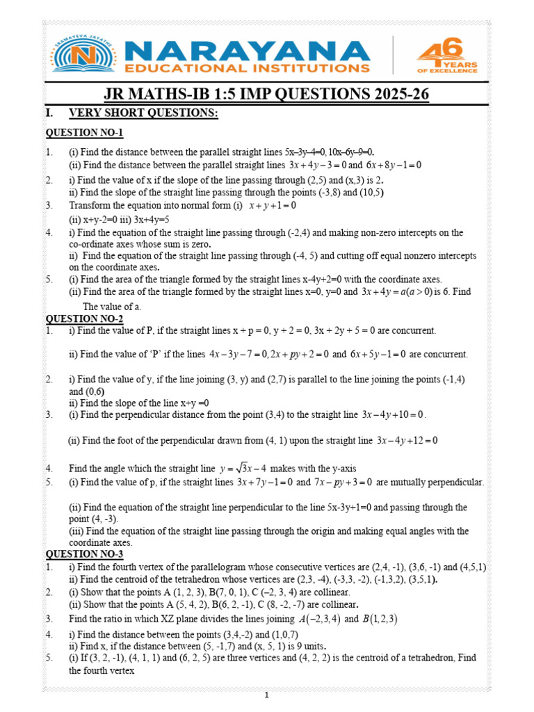 Final Ts Ipe Jr Maths-ib Imp Questions (2025-26) Without Years & Stars ...