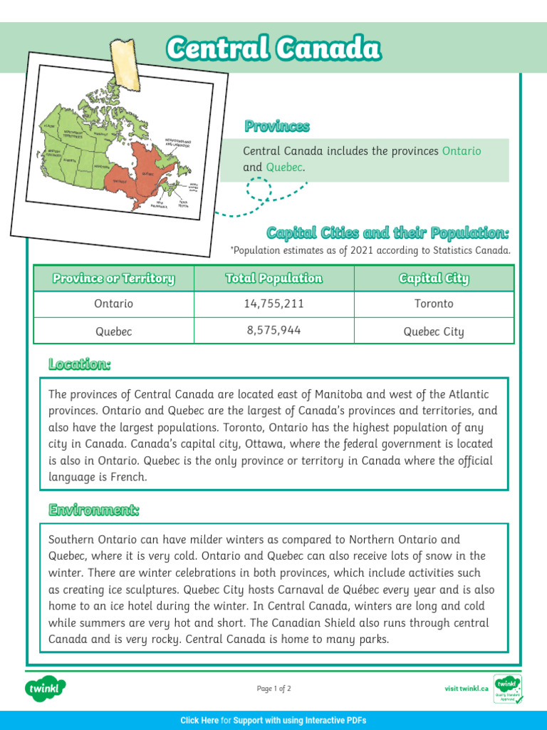 Overview of Central Canada Provinces | PDF | Canada | Quebec
