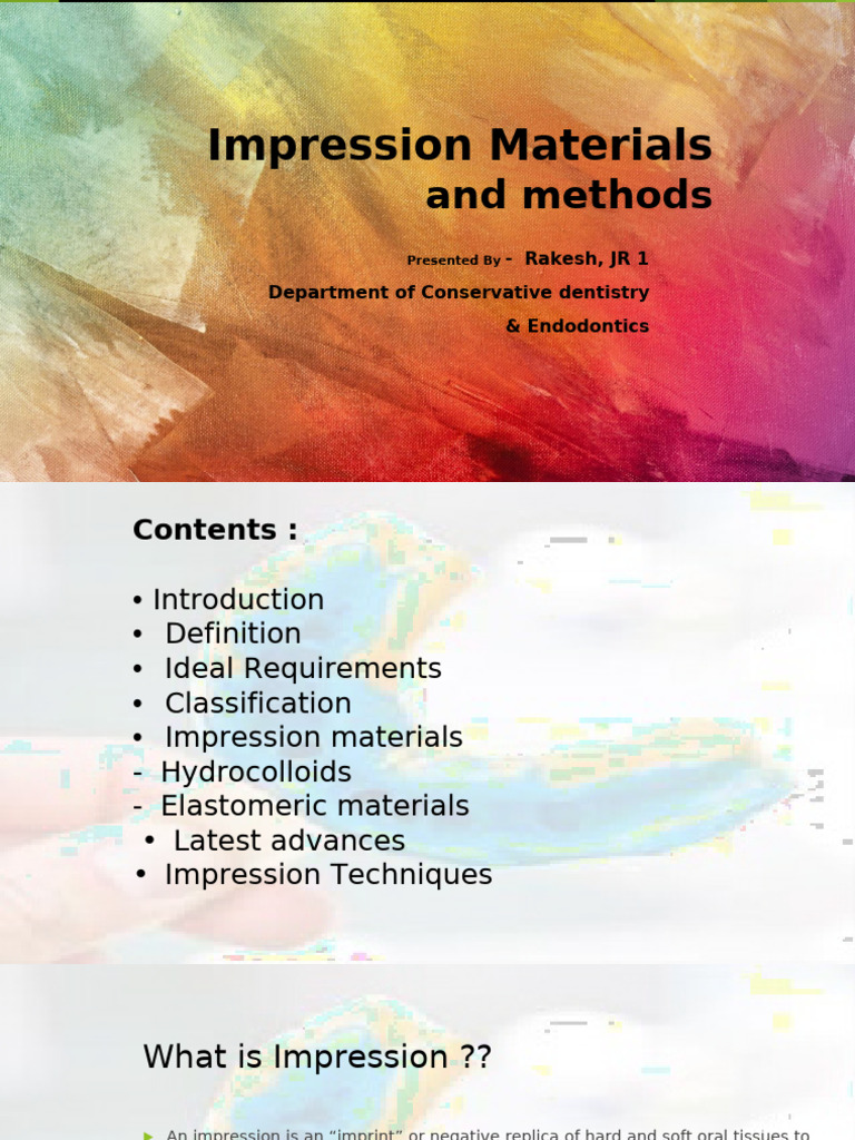 Seminaar 2 Impression Materials Seminar 4 | PDF | Materials | Chemical ...