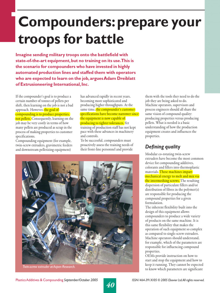 Compounders Prepare Your Troops For Battle | PDF | Extrusion | Plastic