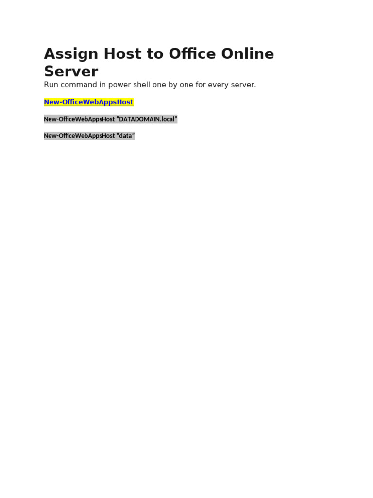 Assign Host To Office Online Server | PDF