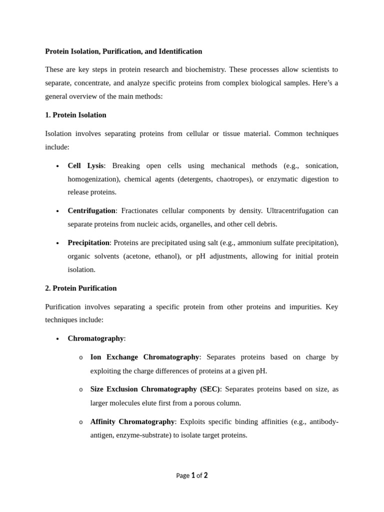 Protein Isolation and Purification Techniques | PDF | Protein ...