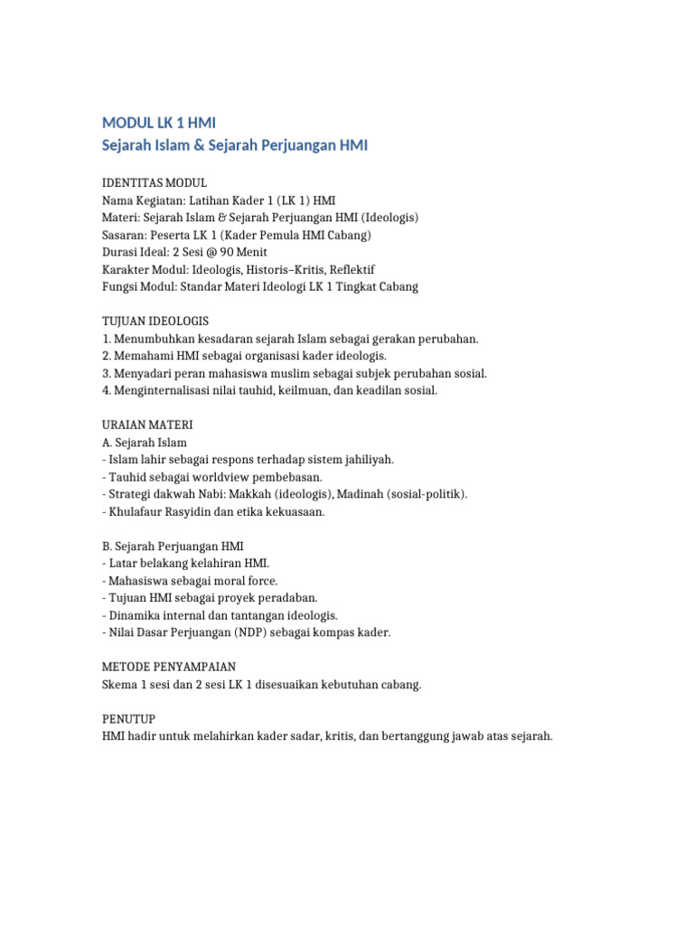 Sejarah Islam dan Perjuangan HMI | PDF