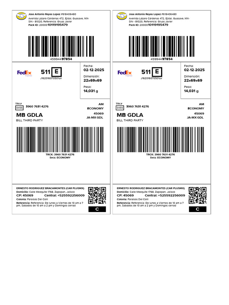 Shipment Labels 251201220543 | PDF