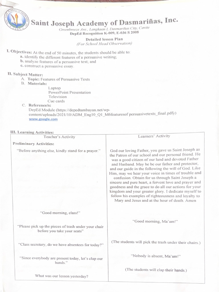 Detailed Lesson Plan I J Z T | PDF