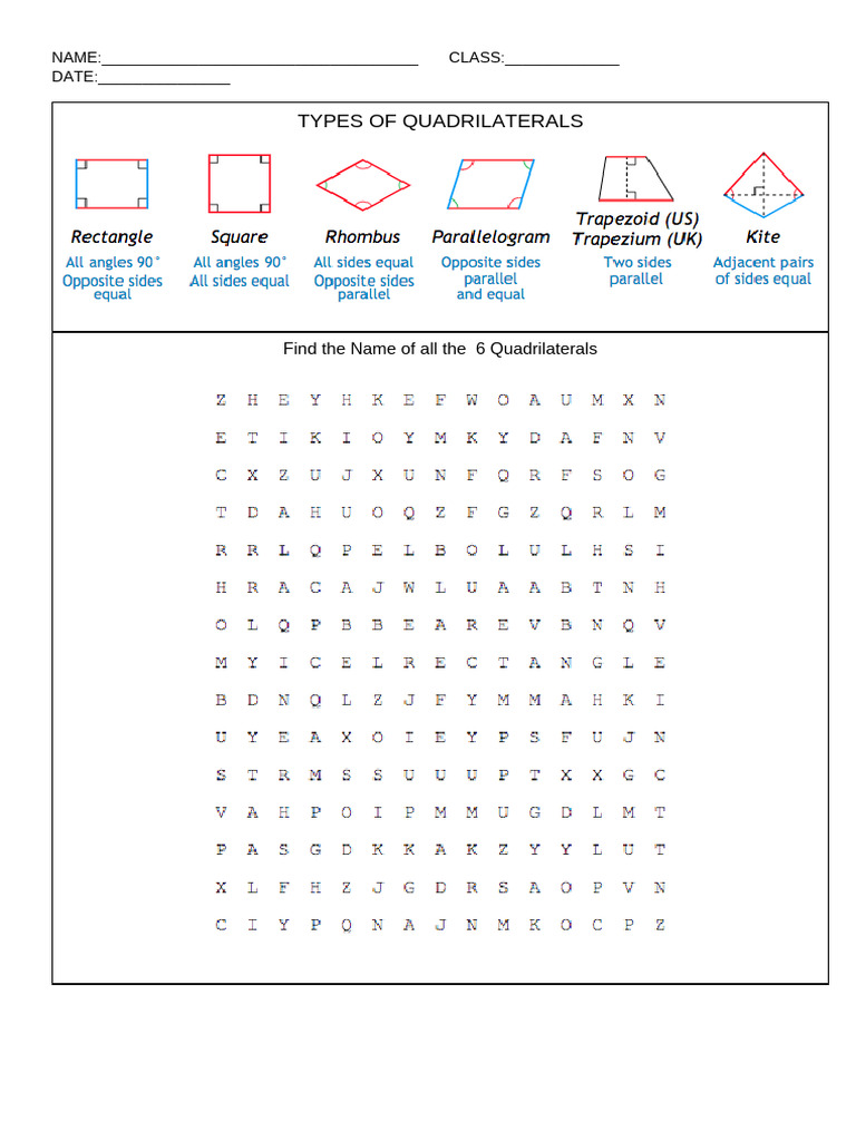 Fun Activities Quadrilateral S | PDF