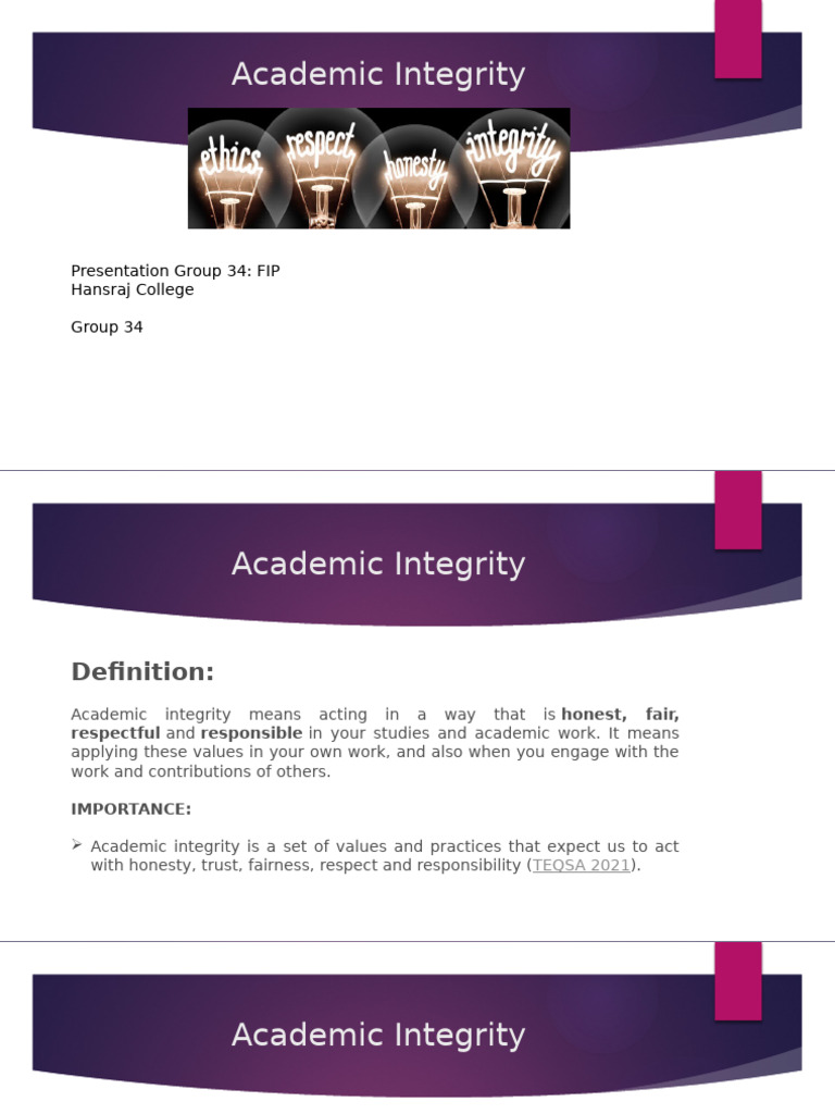 Understanding Academic Integrity Principles | PDF | Academic Integrity ...