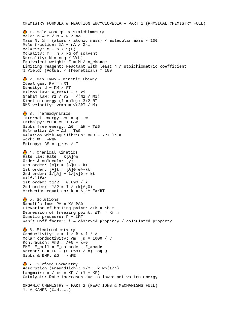 Chemistry Formula & Reaction Guide | PDF | Carboxylic Acid ...