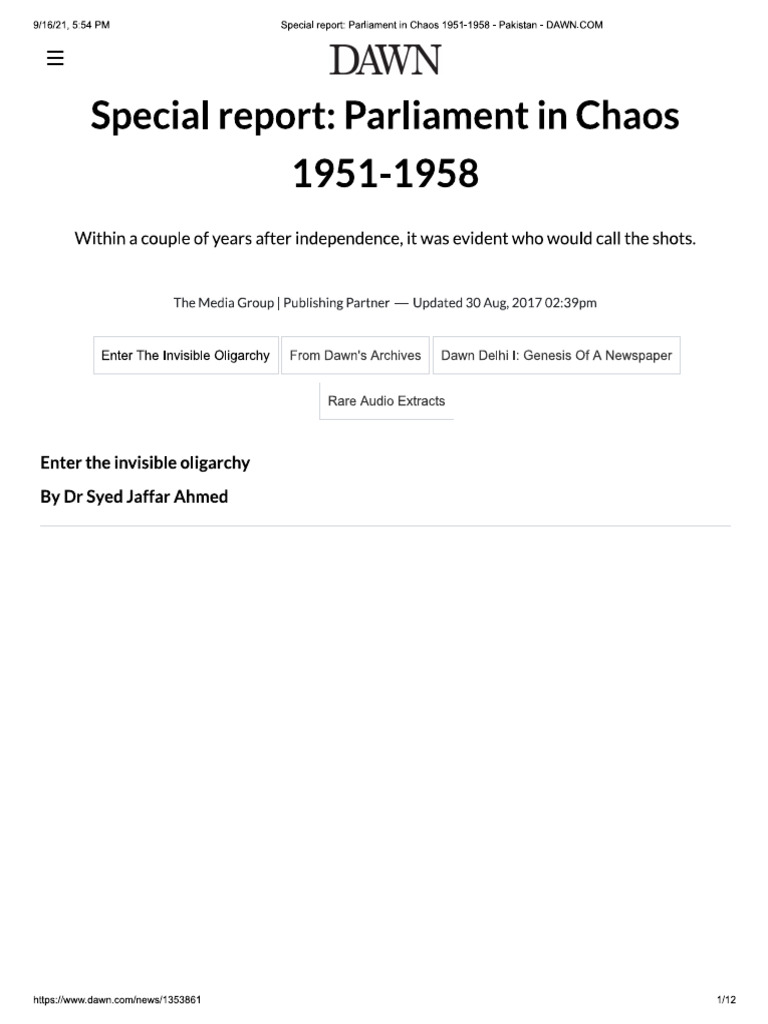 1951-58 Pak History | PDF