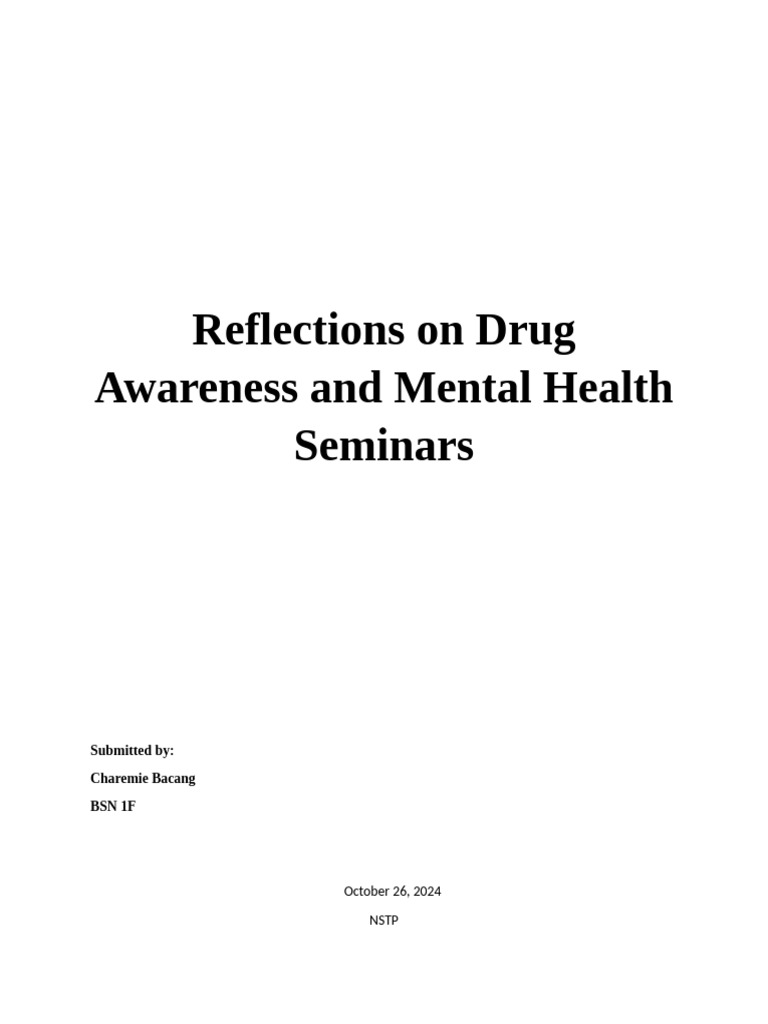 Reflections on Drug Awareness and Mental Health Seminars2 | PDF ...