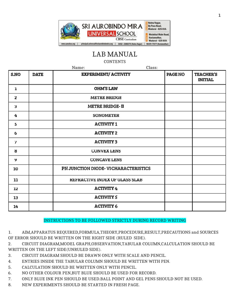 GR 12- LAB MANUAL-2024 (1)[1].Docx Changes 2 V | PDF | P–N Junction ...