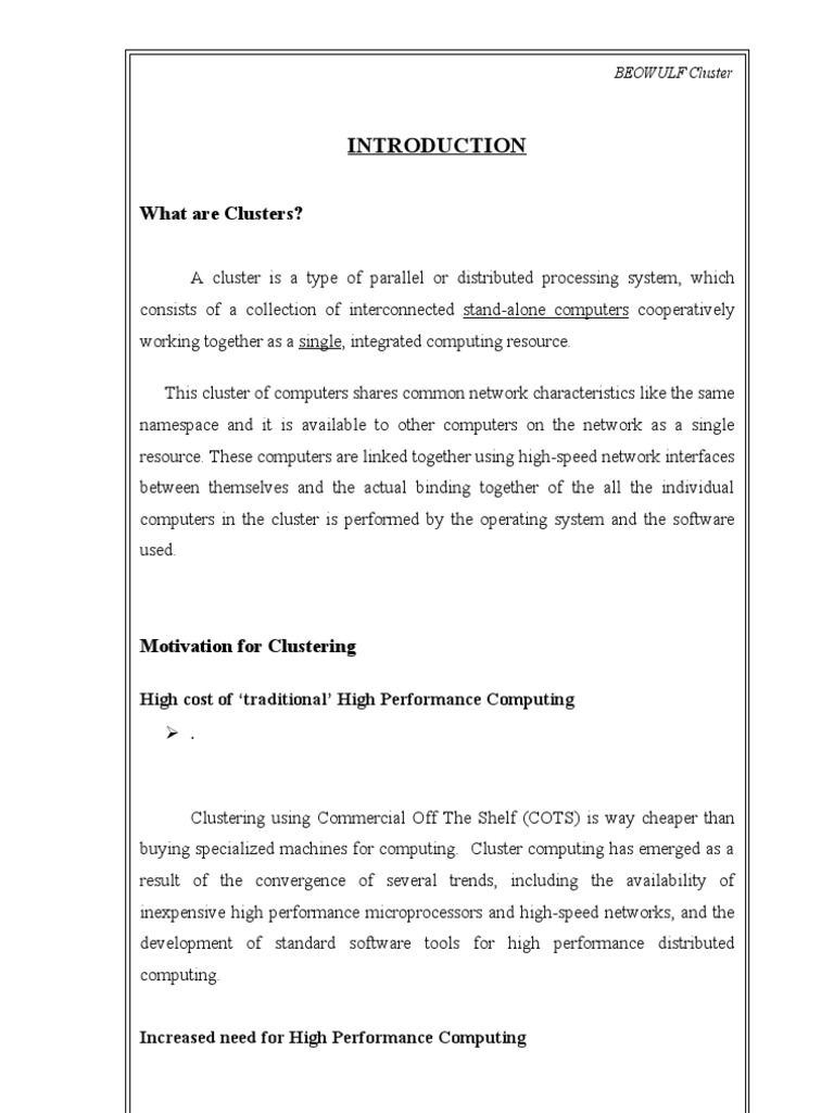 What Are Clusters?: High Cost of Traditional' High Performance Computing | PDF | Computer ...
