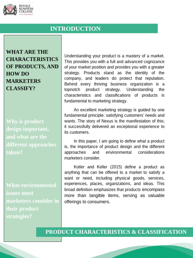 Product Characteristics and Classifications | PDF | Marketing | Product ...