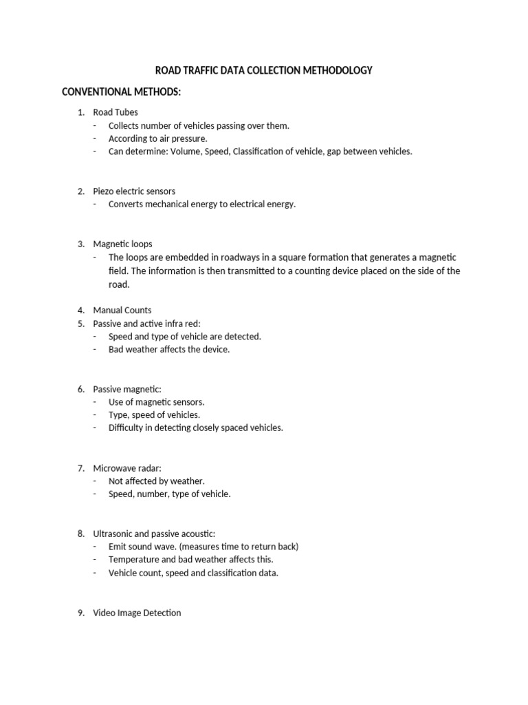 Floating Car Data and Other Road Traffic Data Collection Methods | PDF