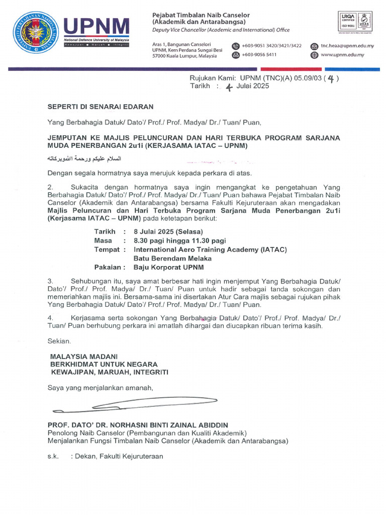 Jemputan Ke Majlis Peluncuran Dan Hari Terbuka Program Sarjana Muda ...