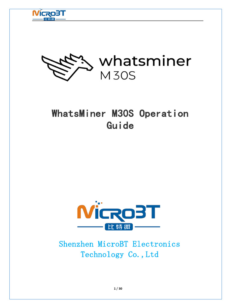 WhatsMiner M30S Manual | PDF | Ip Address | Computer Network