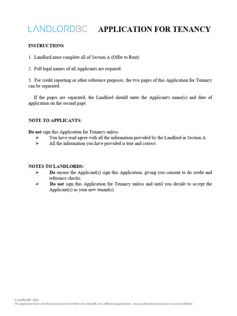 Tenancy Application Form Guide | PDF | Landlord | Lease