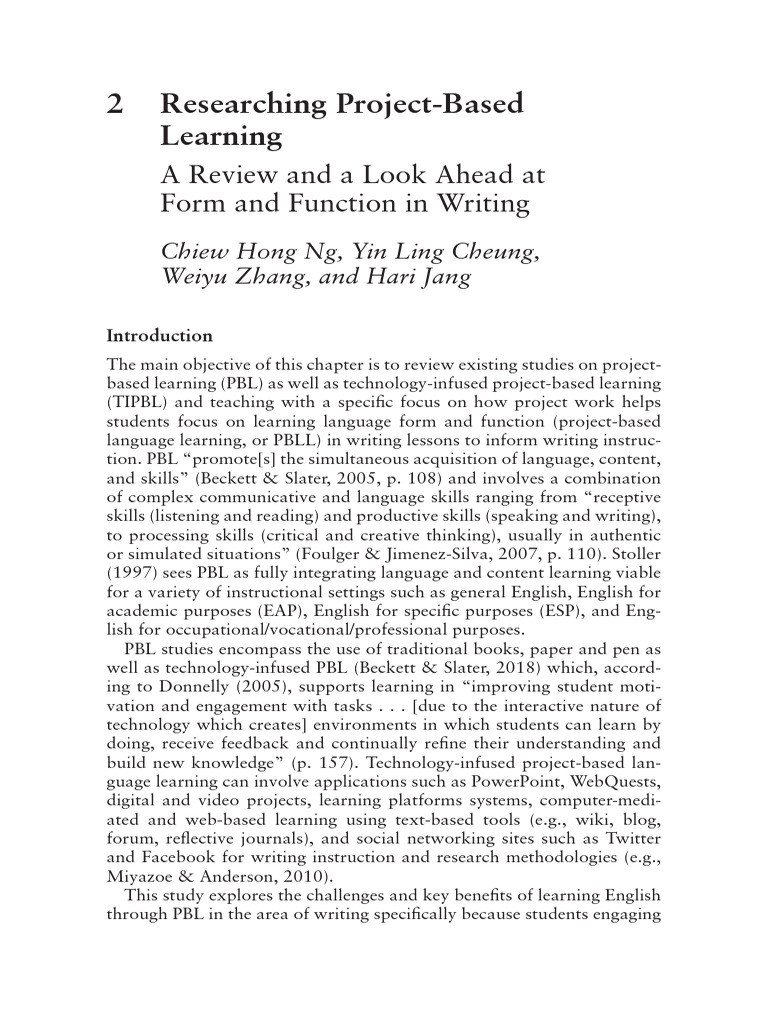 Researching Project-Based Learning A Review and A Look Ahead at | PDF ...