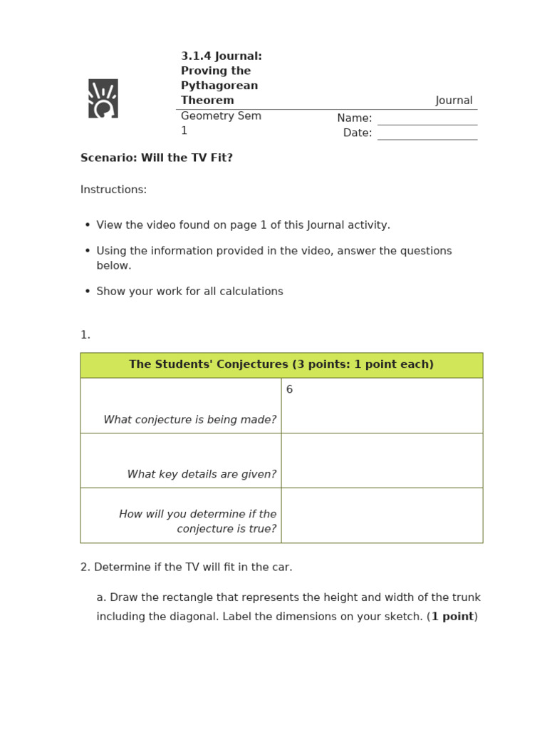 Proving the Pythagorean Theorem Journal | PDF | Triangle | Elementary ...