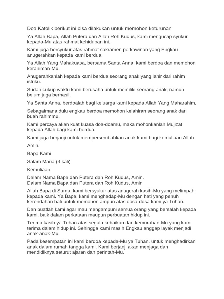 Doa Novena Santa Anna untuk Keturunan | PDF