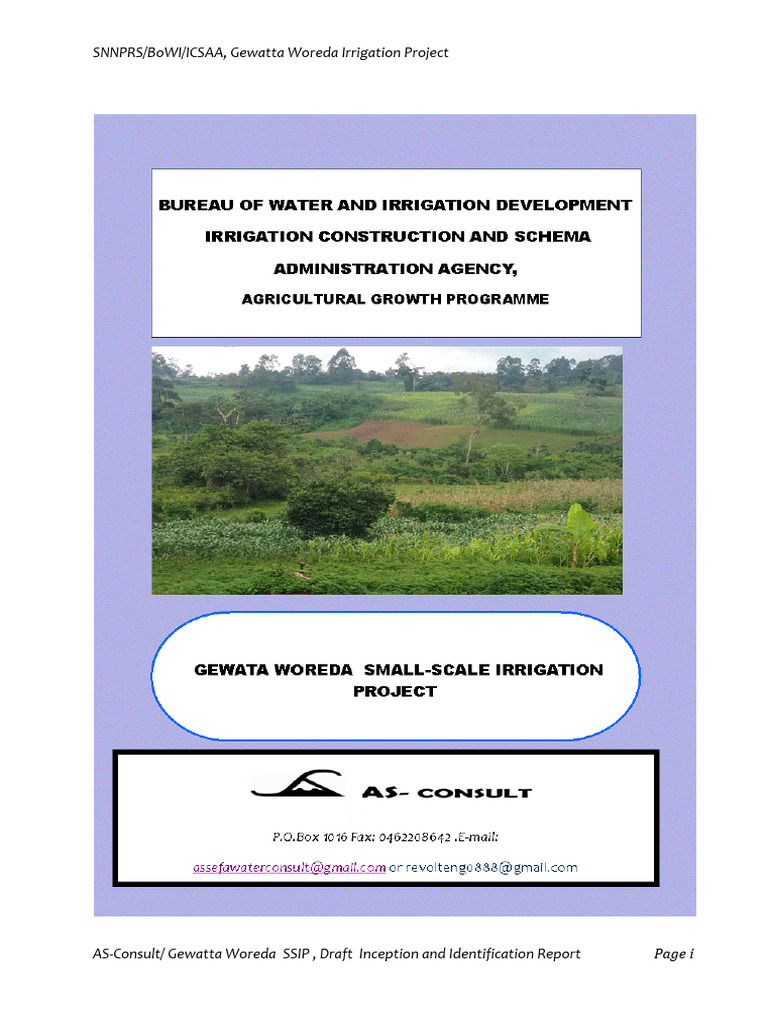 Gewatta Woreda Irrigation Project Report | PDF | Agriculture | Drainage ...
