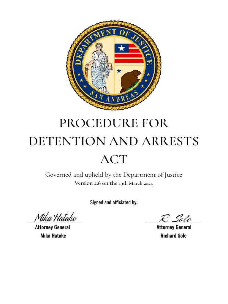 Detention and Arrest Procedures Guide | PDF | Arrest | Miranda Warning