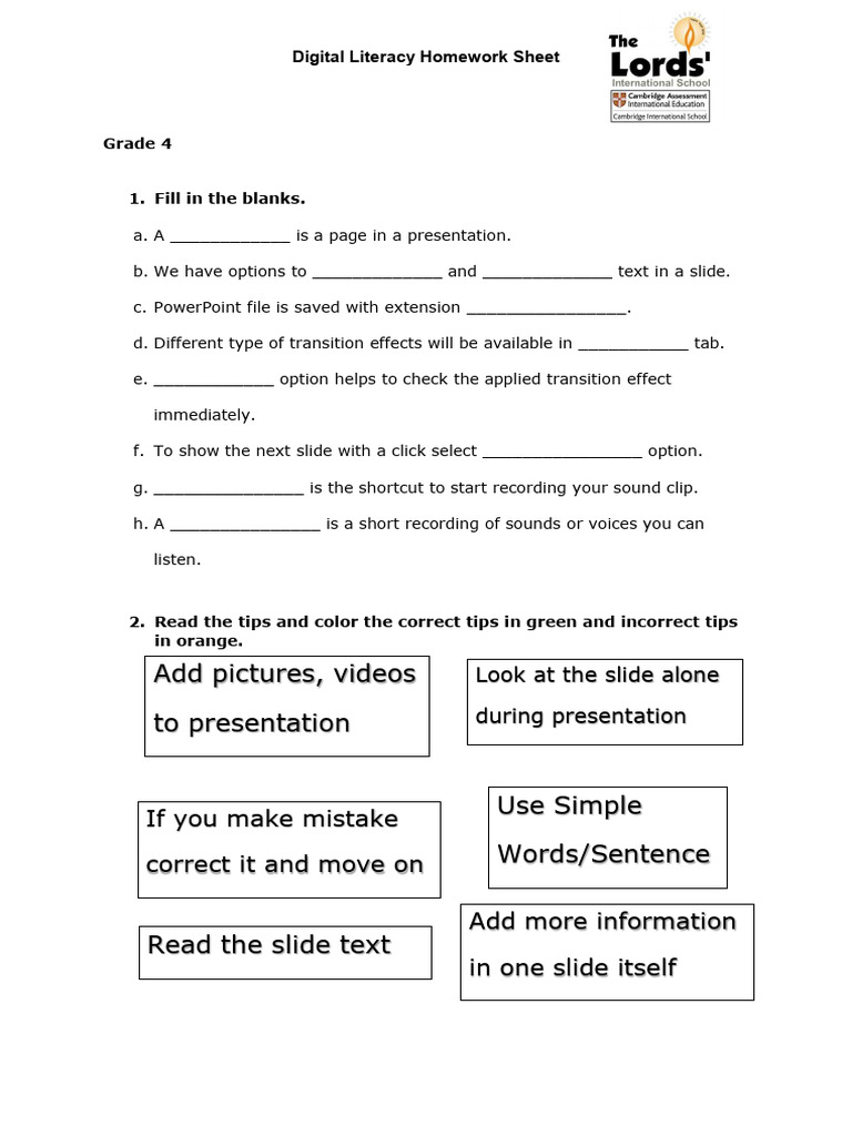 Gr 4 Dl Homework | PDF
