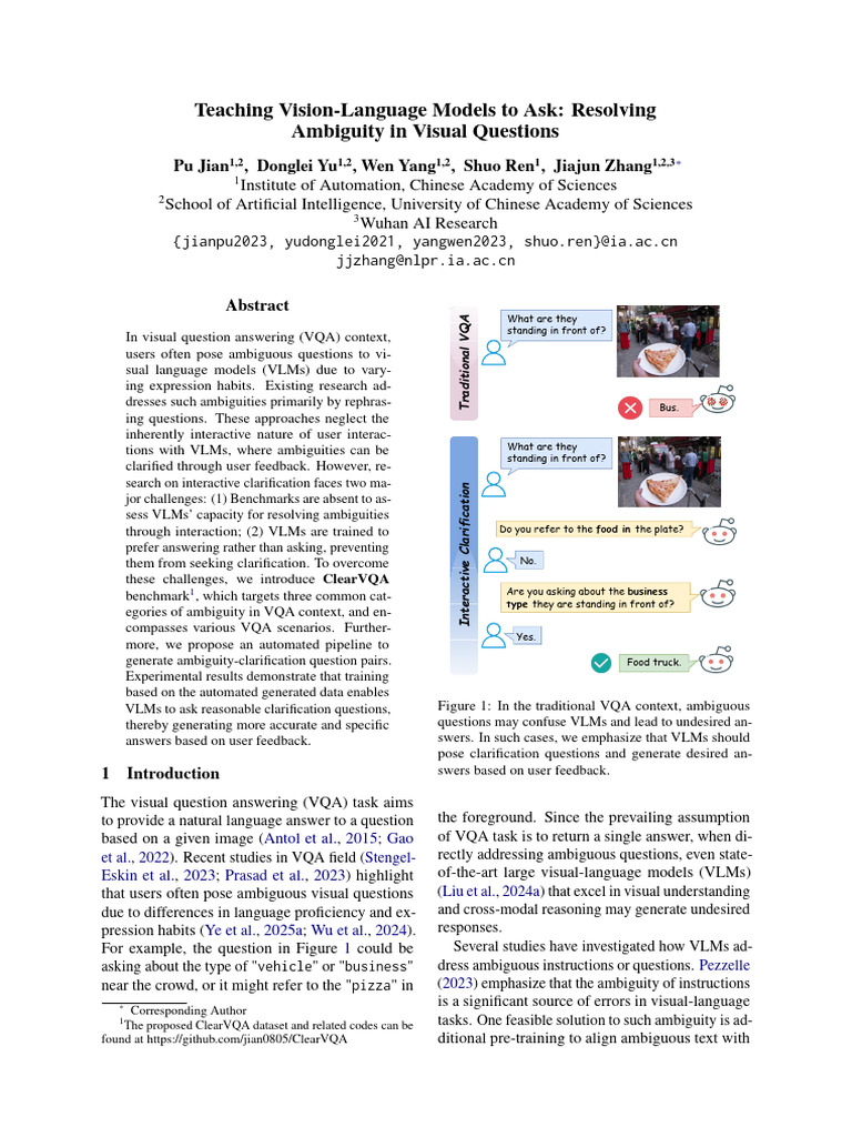 Teaching Vision Language Models To Ask - Resolving Ambiguity in Visual ...
