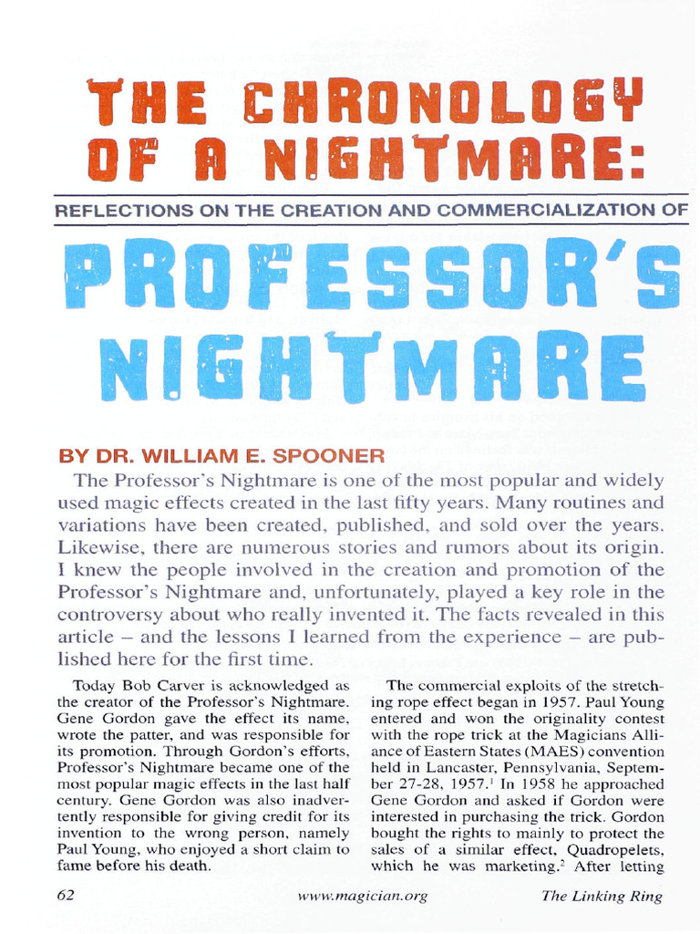 History of Professor's Nightmare Magic | PDF | Magic (Illusion ...