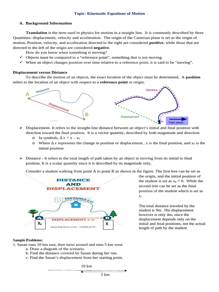 Handouts Kinematics | PDF | Speed | Euclidean Vector