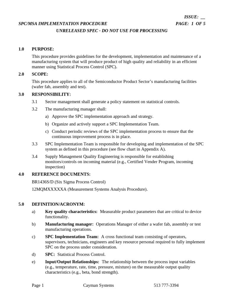 SPC MSA Procedure | PDF | Statistics | Reliability Engineering