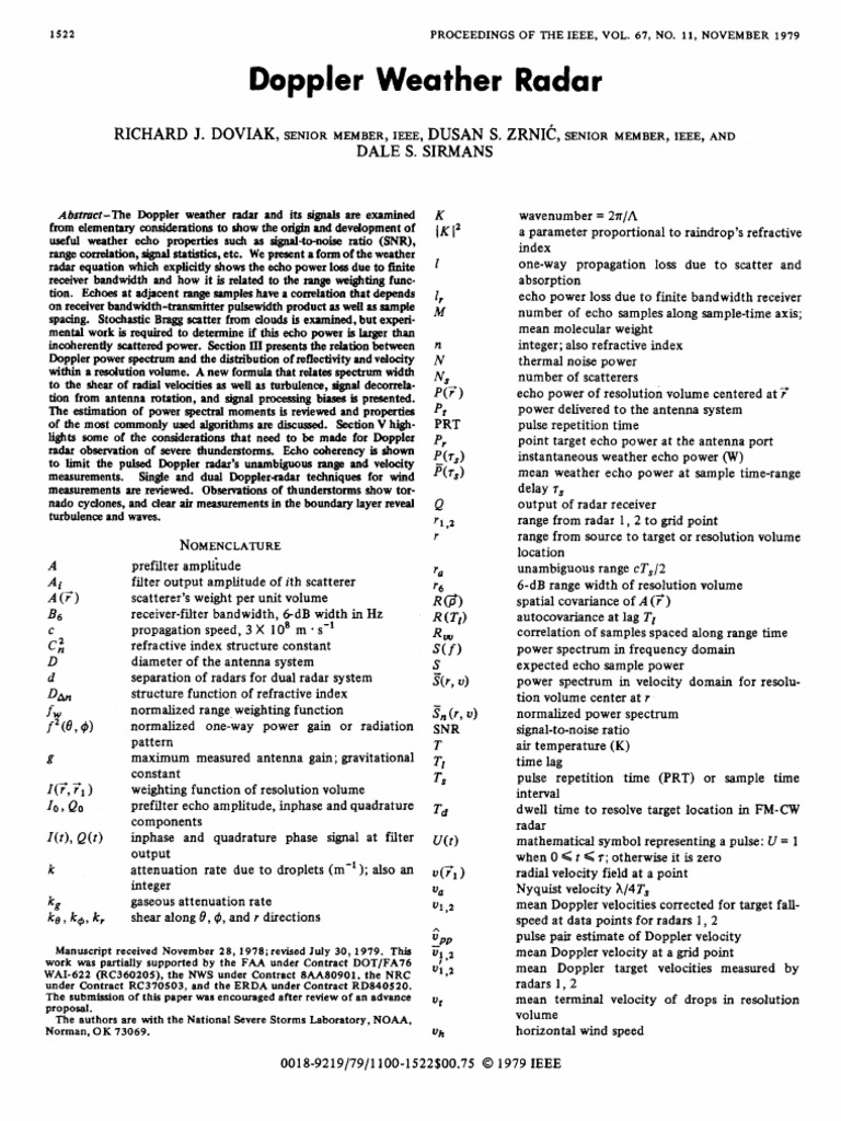 Doppler Weather Radar | Download Free PDF | Spectral Density | Radar