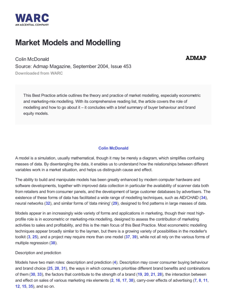 79359 Market Models and Modellin | PDF | Econometrics | Marketing