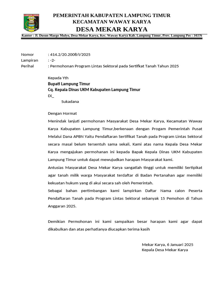 Permohonan Sertifikat Tanah 2025 | PDF