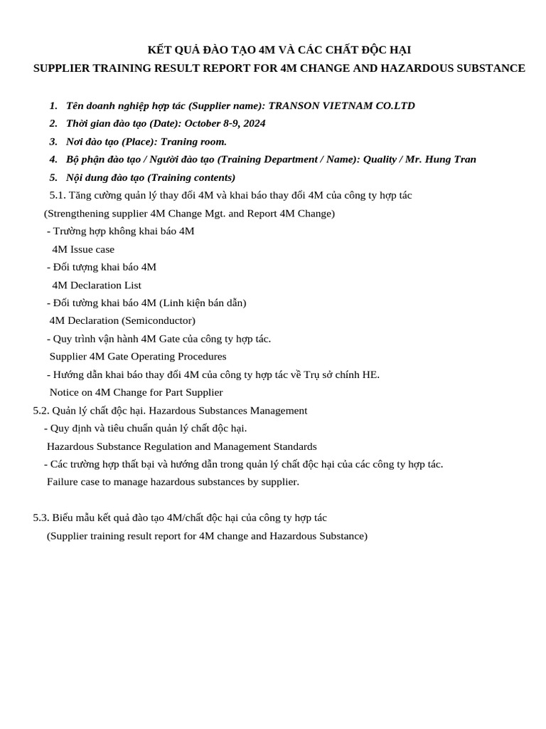 4m Change & Rosh Training Report - LG - 241010 | PDF
