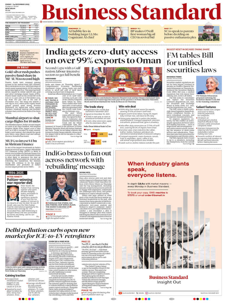 Business Standard 19-12-2025 | PDF | Oman | Exchange Traded Fund