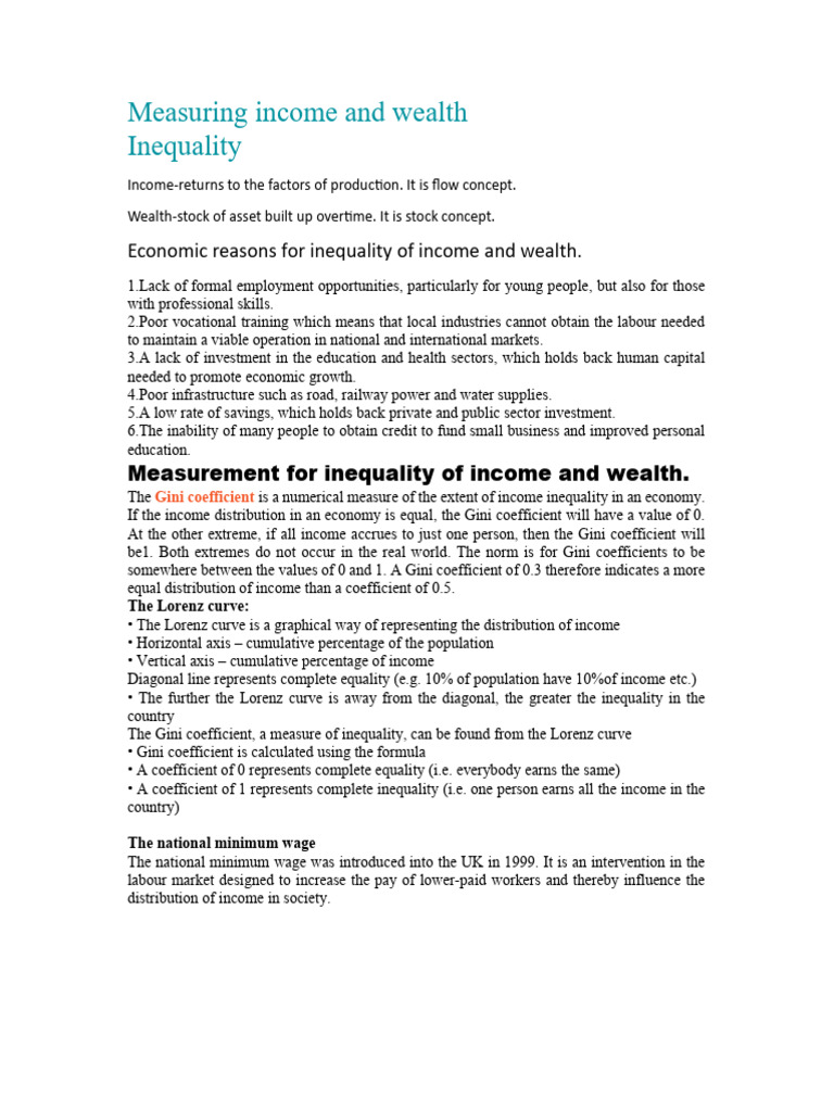 Measuring Income and Wealth | PDF | Labour Economics | Economic Inequality