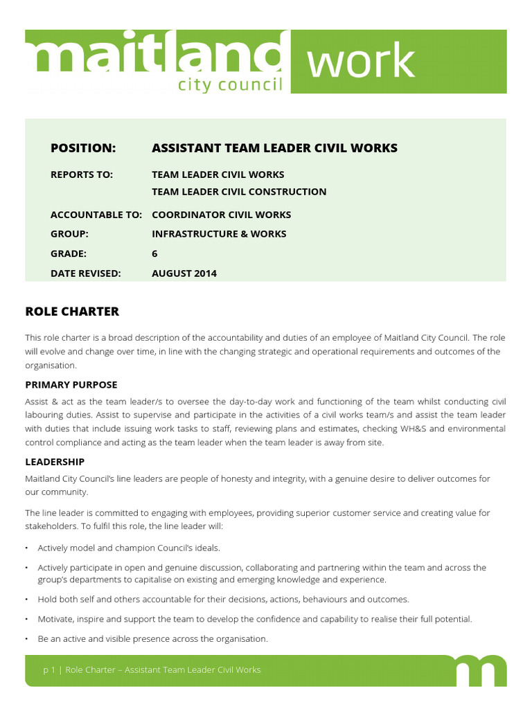 Assistant Team Leader Civil Works 0 | PDF