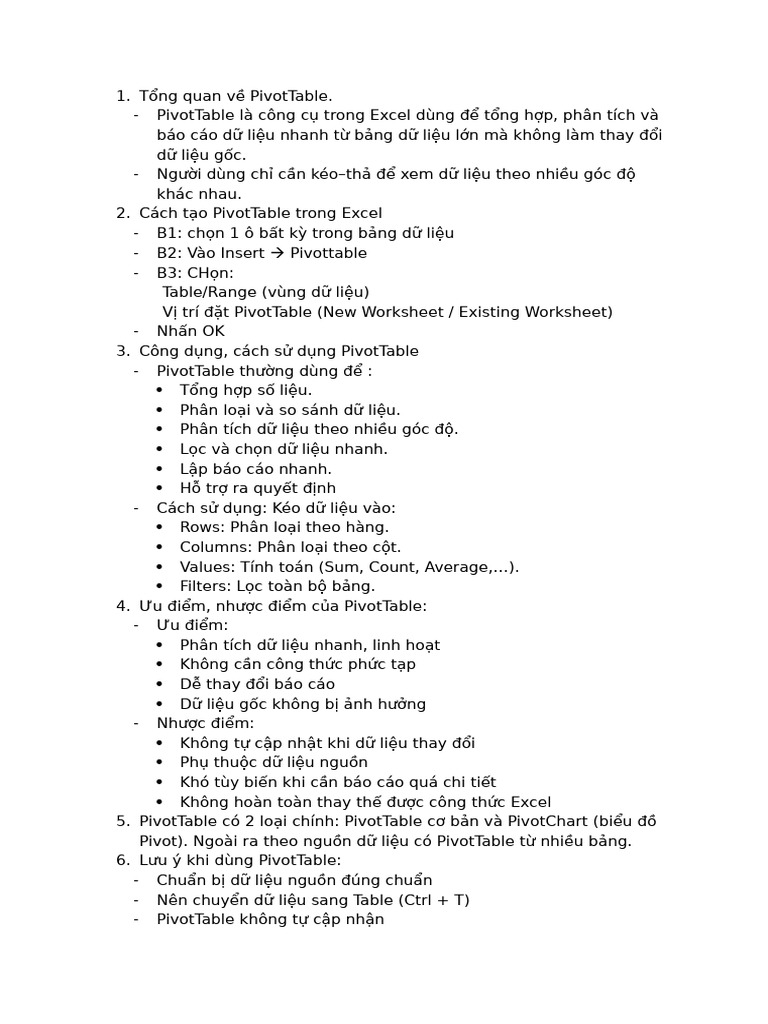 Pivot Table | PDF