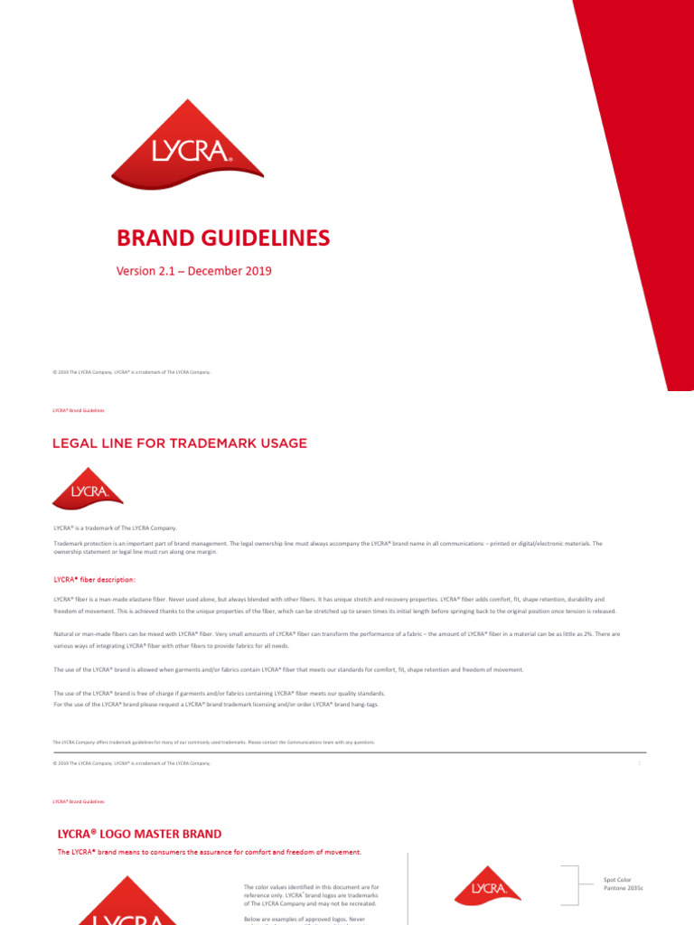 LYCRA® Brand Guidelines Overview | PDF | Logos | Textiles