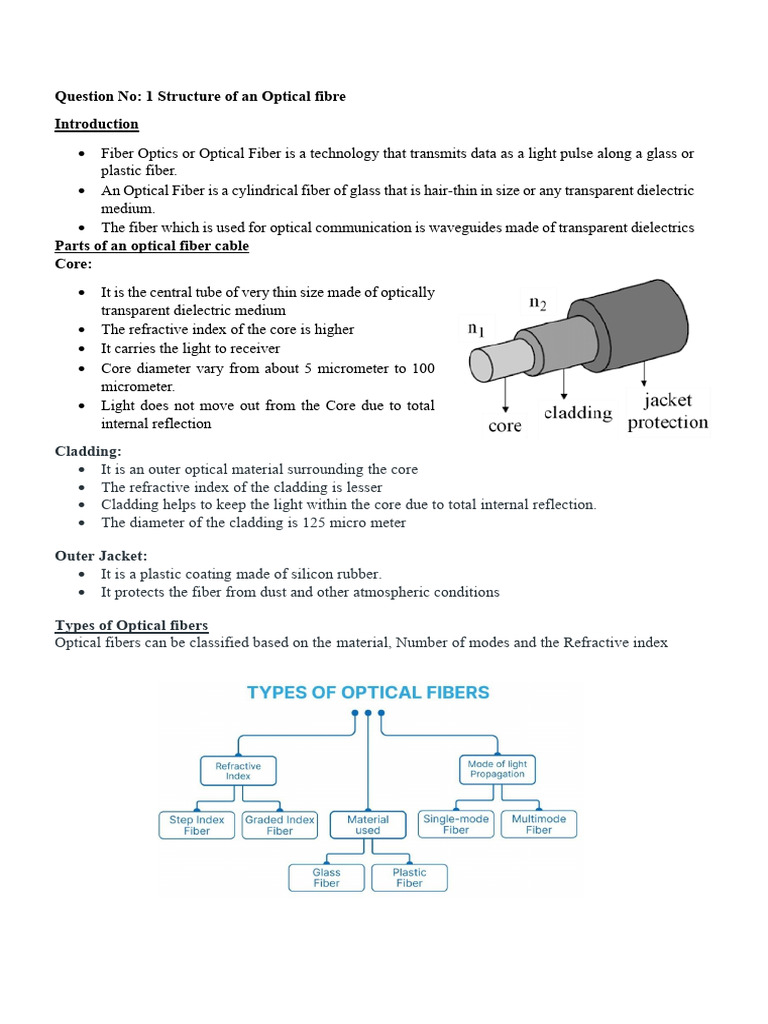 Fibre Optics Notes | PDF | Optical Fiber | Optics