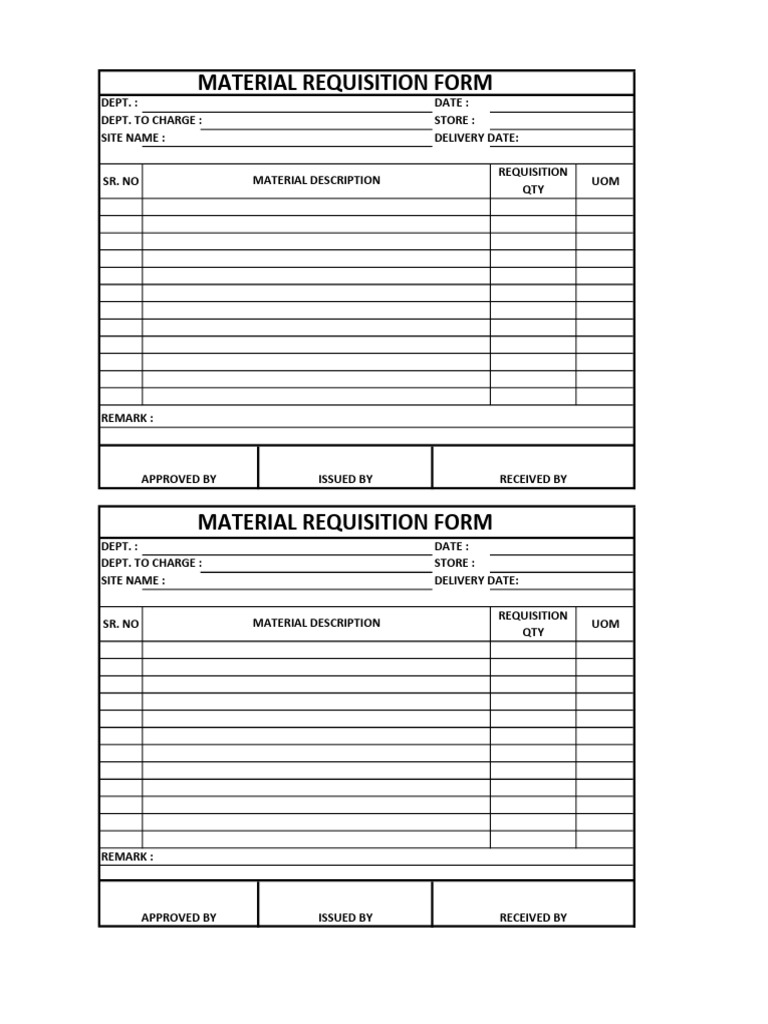 Material Requisition Form Template | PDF