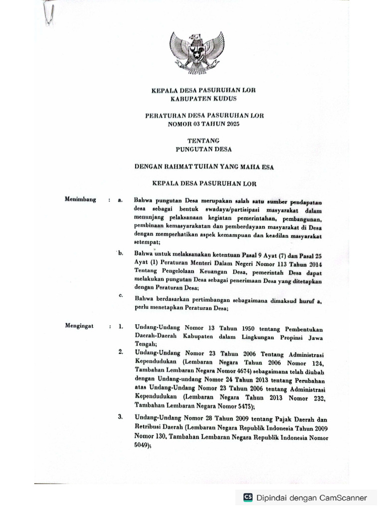 Perdes Pungutan Desa1 | PDF