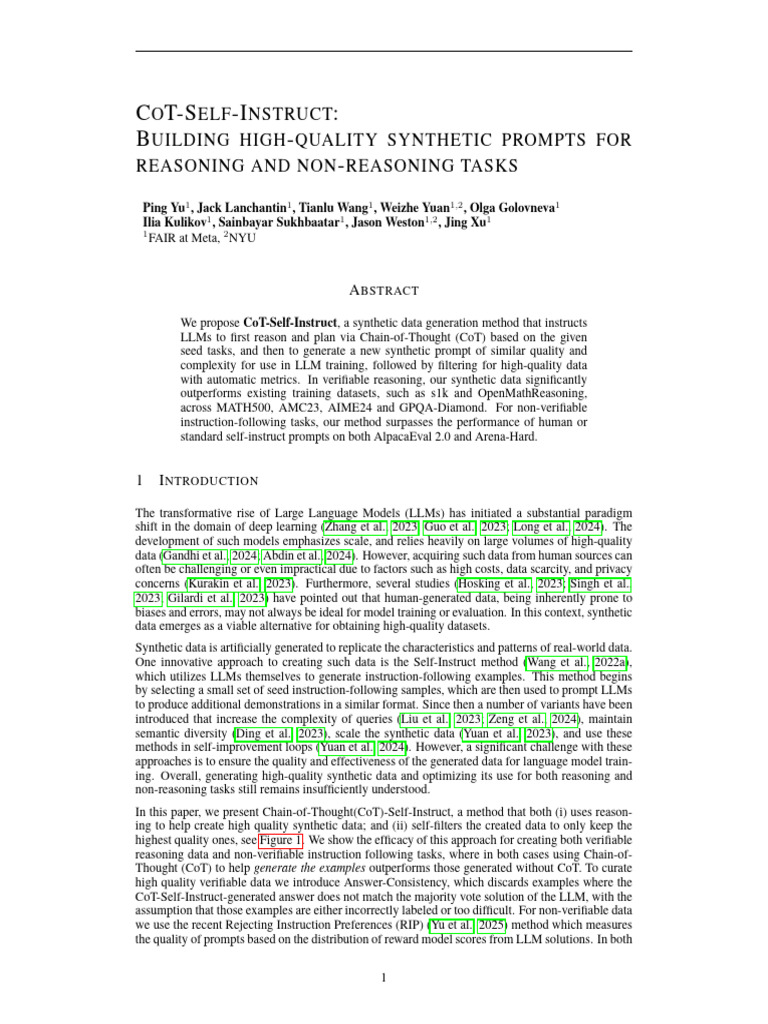 CoT-Self-Instruct - Building High-quality Synthetic Prompts for ...