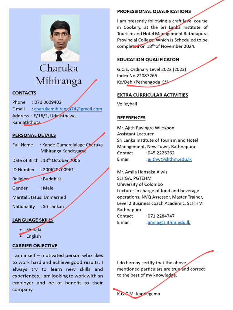 Resume of Charuka Mihiranga | PDF