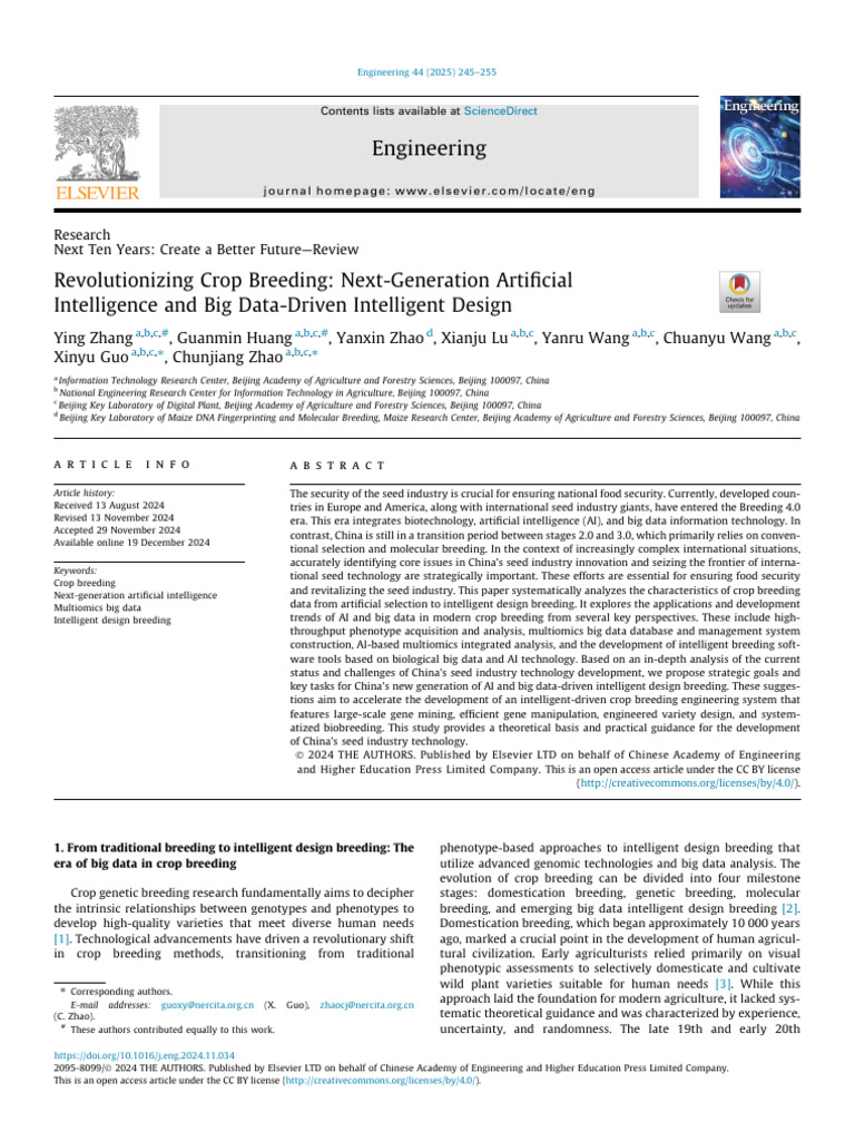 AI and Big Data in Crop Breeding | PDF | Plant Breeding | Genomics