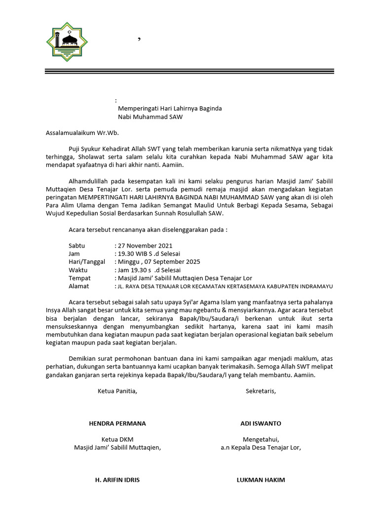 Proposal Masjid | PDF