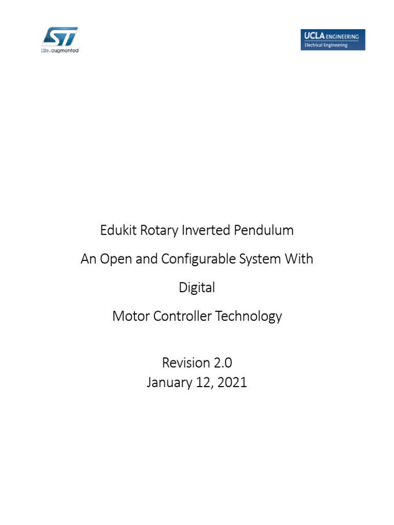 Edukit Rotary Inverted Pendulum Manual | PDF | Electric Motor | Control ...