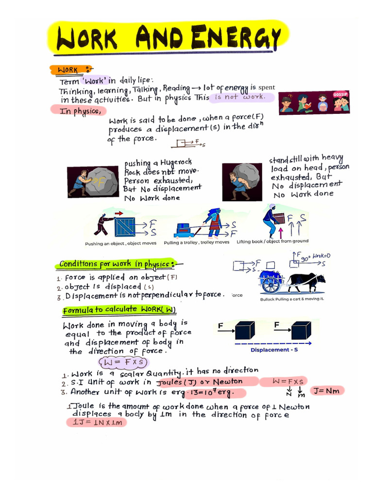 Work and Energy Handwritten Notes | PDF