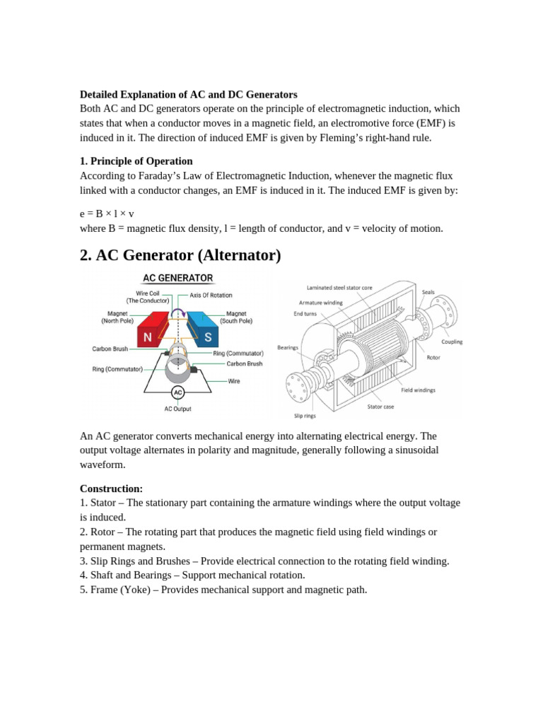AC and DC Generators | PDF | Electromagnetic Induction | Electric Generator